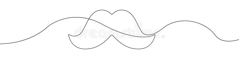 Mustache Sign Line Continuous Drawing Vector. One Line Mustache Vector ...