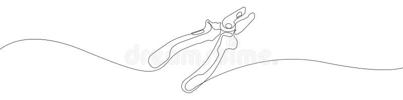 Pliers Line Continuous Drawing Vector. One Line Pliers Tool Vector ...