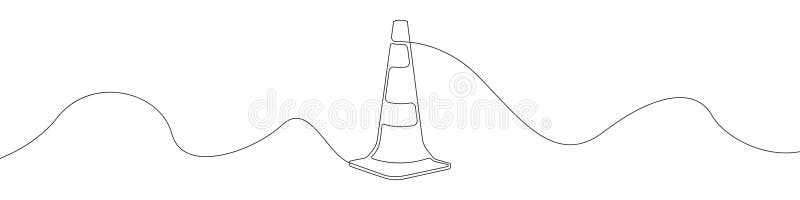 Road Cone Line Continuous Drawing Vector. One Line Road Cone Vector ...