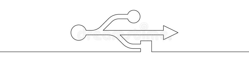 USB Port Line Continuous Drawing Vector. One Line USB Port Vector ...