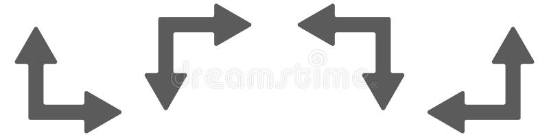 Vector Set of Angled Arrows. Arrow in Two Directions Vector. Right ...