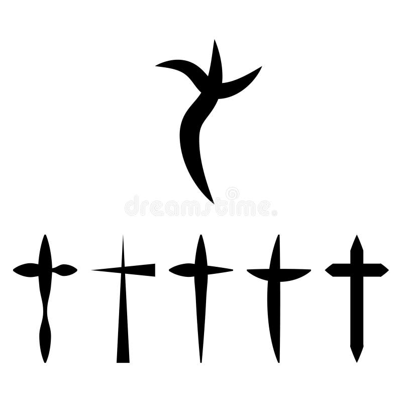Vector Set of Cross Icons. a Set of Icons of Crosses Isolated on a ...