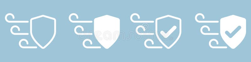 Wind Shields Vector Set. Set of Shields Icons with Air Flow. Set of ...