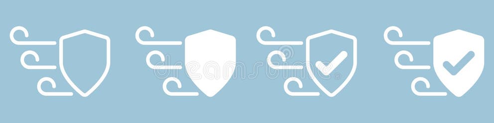 Wind Shields Vector Set. Set of Shields Icons with Air Flow. Set of ...