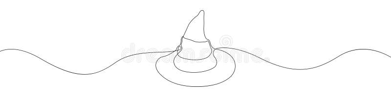 Wizard Hat Linear Drawn Continuous Icon. Magic Hat Black One Line ...