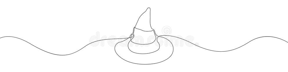 Wizard Hat Linear Drawn Continuous Icon. Magic Hat Black One Line ...