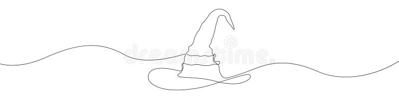 Wizard Hat Linear Drawn Continuous Icon. Magic Hat Black One Line ...