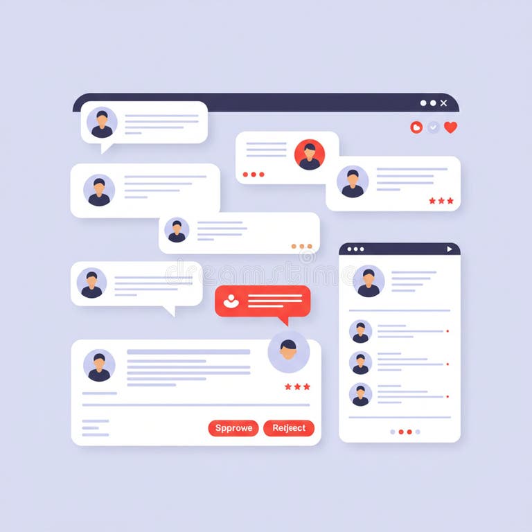 Illustration of a User Interface Featuring Multiple Chat Bubbles and ...