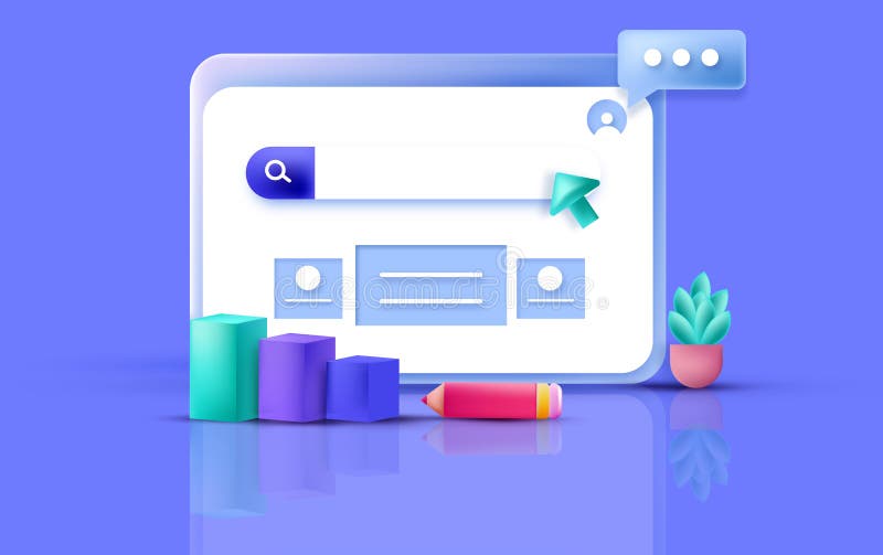 3D Web Development UX-UI Design Concept Stock Illustration ...