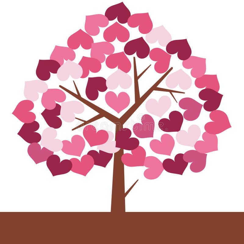 Illustration of Valentine Love Tree in Heart Shape Stock Illustration ...