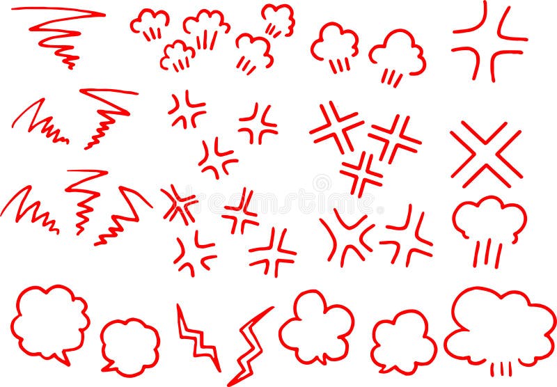 Variation of White Handwritten Red Anger Mark Set Stock Vector ...