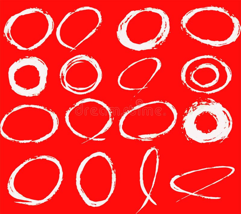 Variation of Handwritten White Brush Circle Set Stock Vector ...