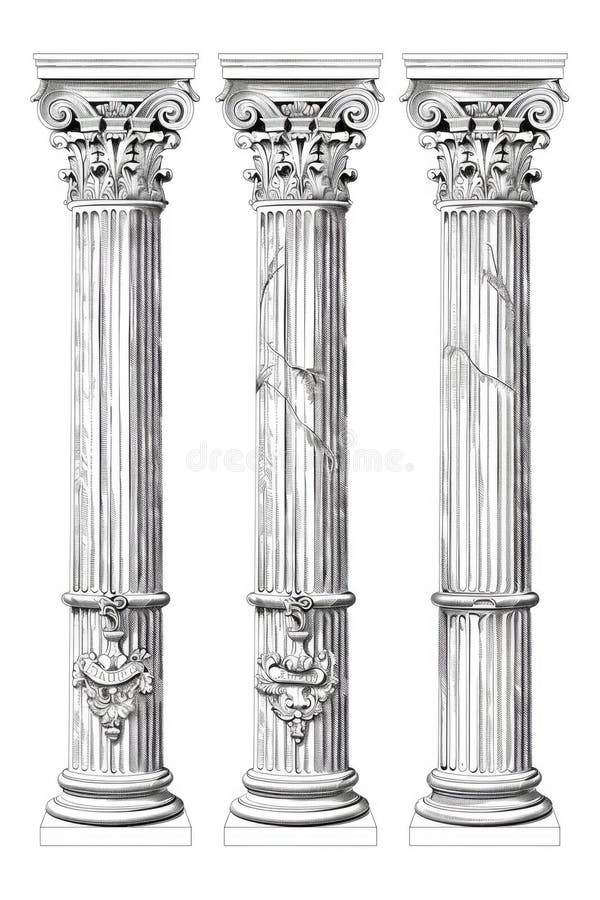 Illustration of Various Architectural Column Styles. Ideal for ...