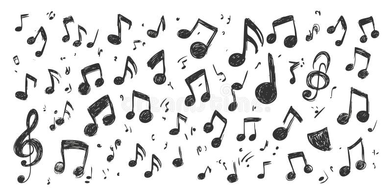 Illustration of Various Black Music Notes on a White Background. Stock ...