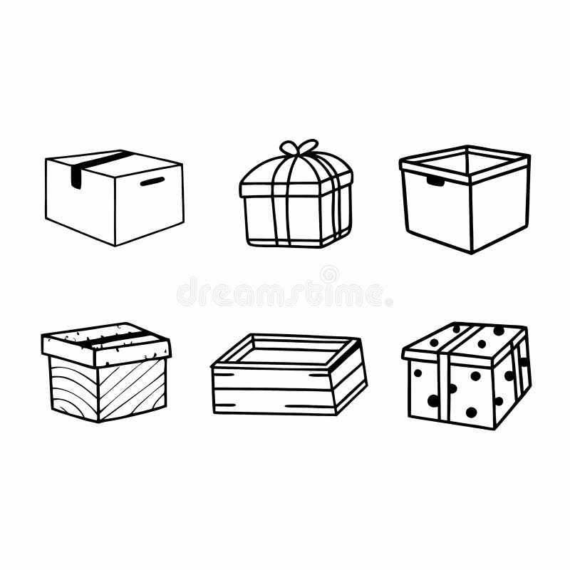 Illustration of Various Boxes and Containers in a Simple Design Stock ...