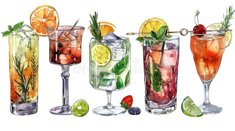 Illustration of Various Cocktails, Suitable for Menu Design Stock Photo ...