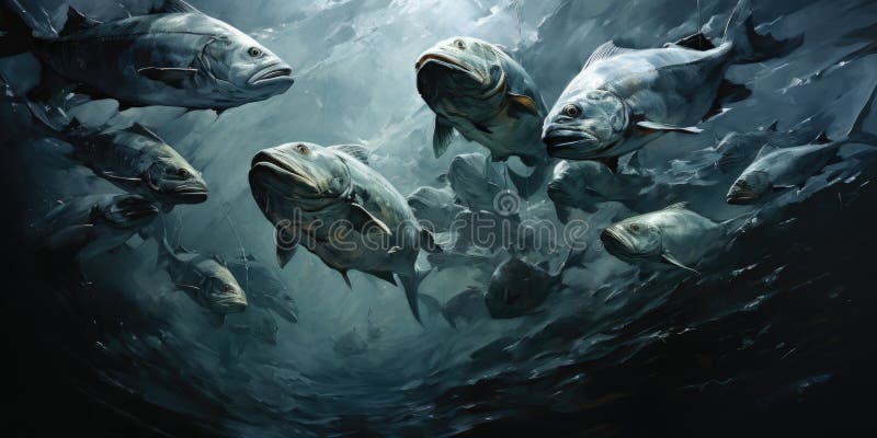 Various Fish, Underwater Sea Shot from Below. Generative AI Stock Image ...