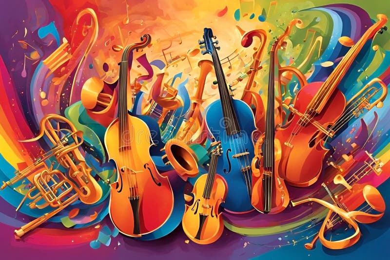 Abstract Colored Music Instruments Background. Stock Illustration ...