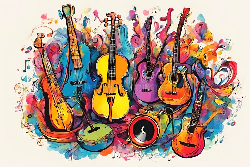 Abstract Colored Music Instruments Background. Stock Illustration ...