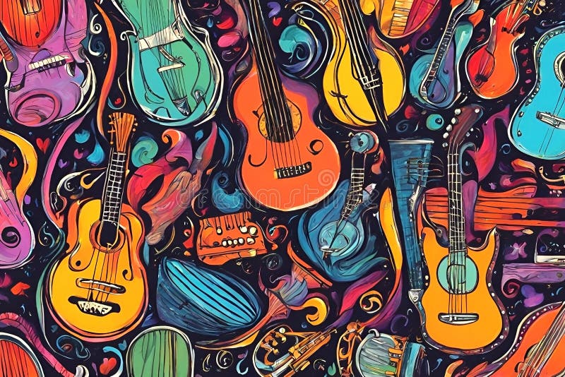 Abstract Colored Music Instruments Background. Stock Illustration ...