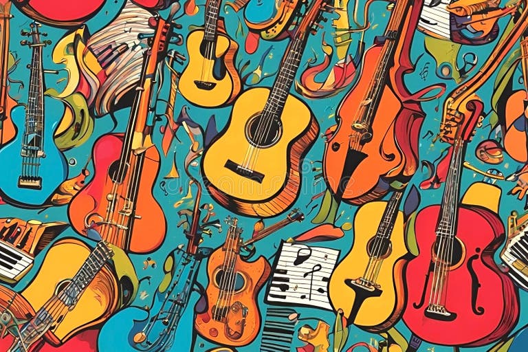 Abstract Colored Music Instruments Background. Stock Illustration ...