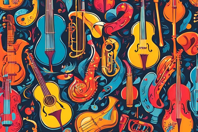 Abstract Colored Music Instruments Background. Stock Illustration ...