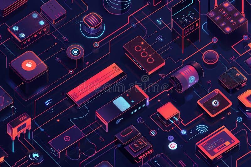 An Illustration of Various Network Devices, Such As Routers, Modems ...
