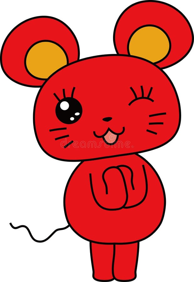 Various Red Mouse Character Stock Vector - Illustration of line, small ...