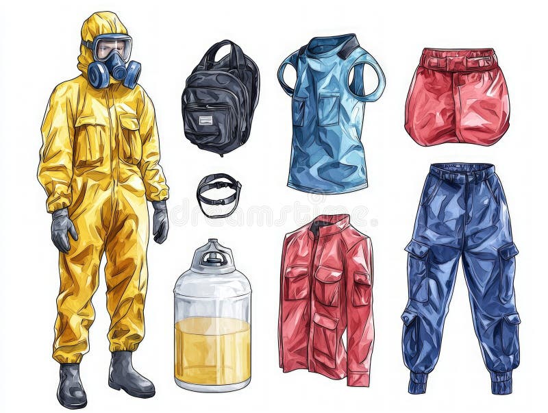 An Illustration of Various Types of Safety Clothing, Emphasizing ...