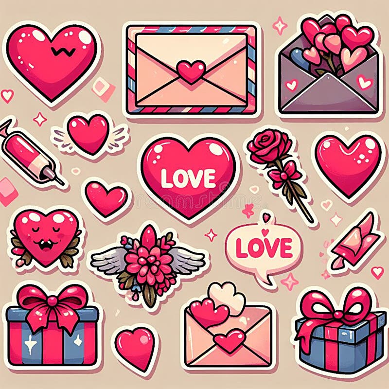 Illustration of Various Valentine Items Gifts Hearts Stock Illustration ...