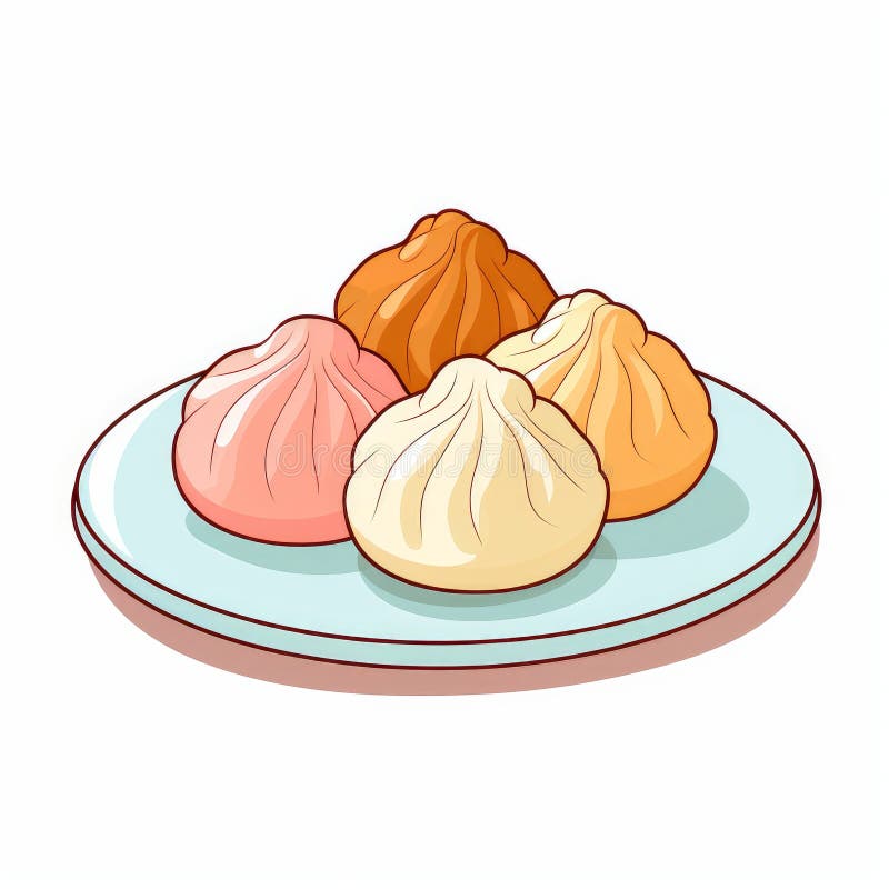 Illustration Vector of 5 Pieces Modak on Plate with White Background ...