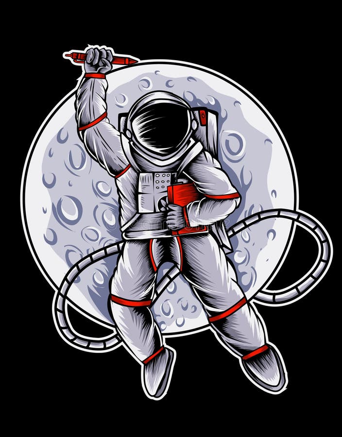 Smart Astronaut Male and Female, Character with Icons Set, Typographic ...