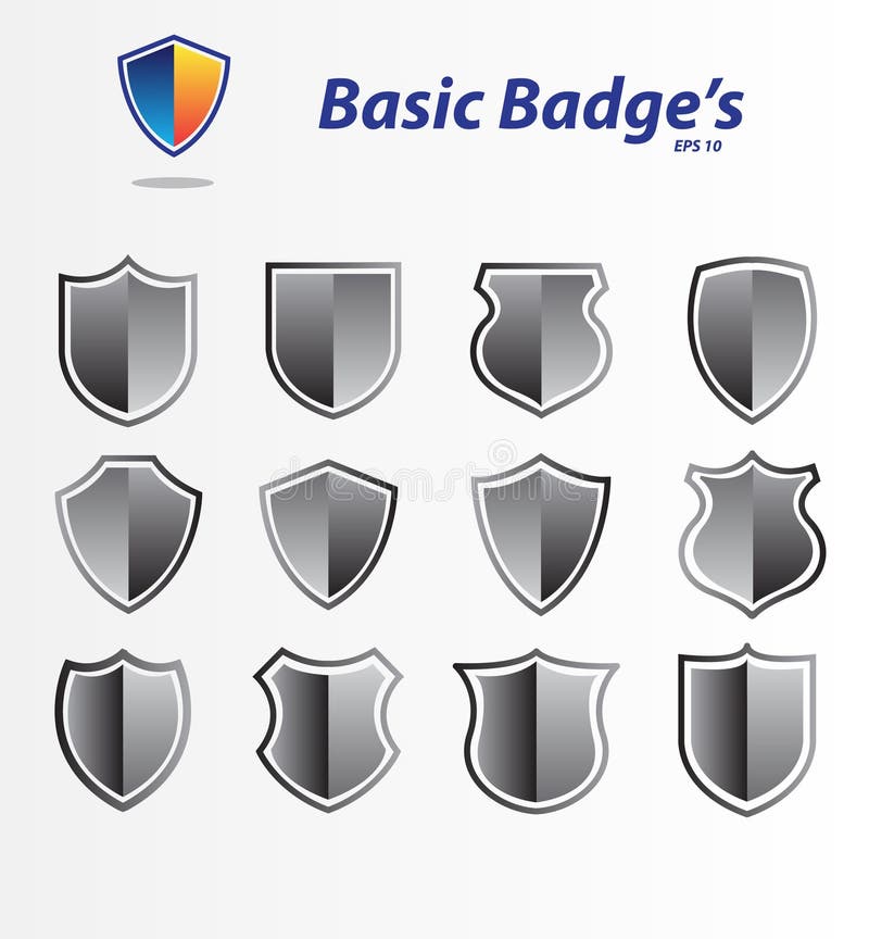 Illustration Vector Basic Shield Badge Collection Stock Vector ...