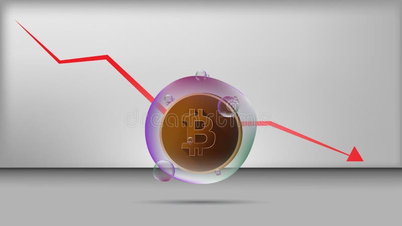 Illustration Vector of Bitcoin in Transparent Bubble with Falling Graph Stock Vector ...