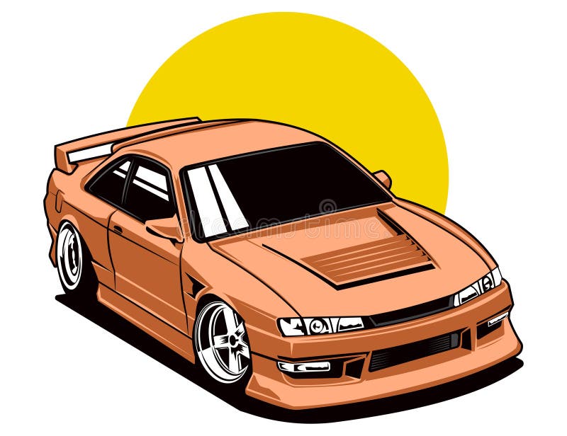 90s Car Illustration with Cartoon Style Vector Design Graphic Stock ...