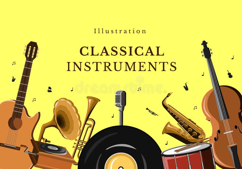 Classical Musical Instruments Full Set of Vector Illustration Stock ...