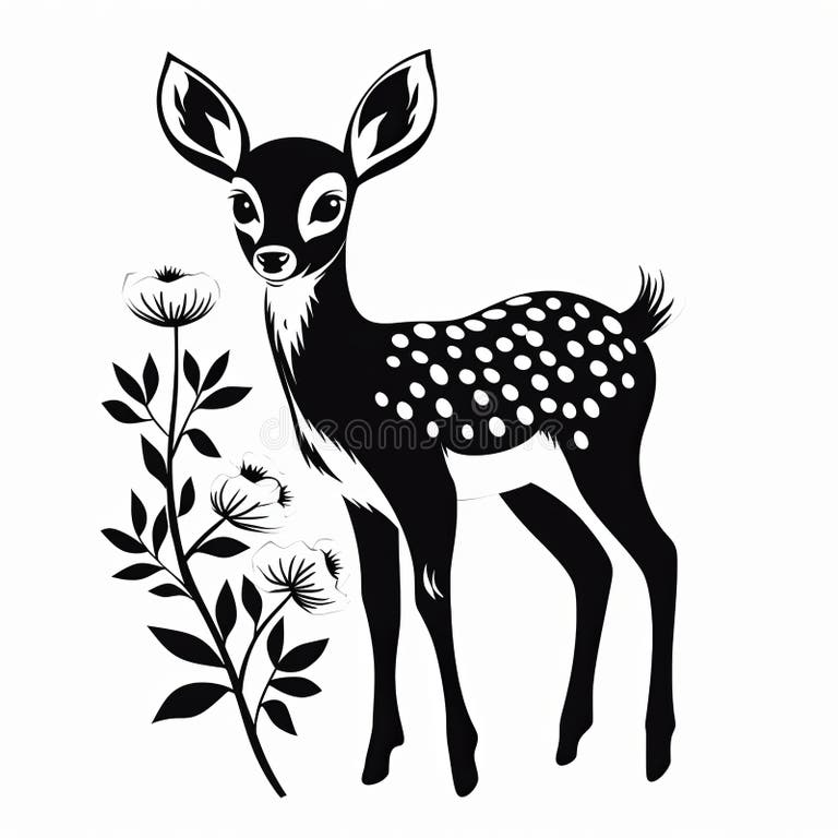 Illustration of Illustration of a Cute Doe in the Style, Generative Ai ...
