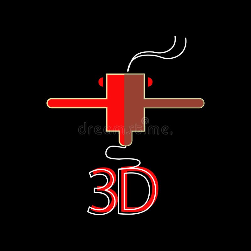 An Illustration Vector of 3D Printing Logo Icon Concept with Text Stock ...