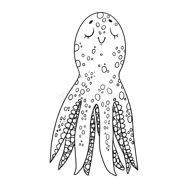 Doodle Cute Octopus Smiling Stock Vector - Illustration of tentacle ...