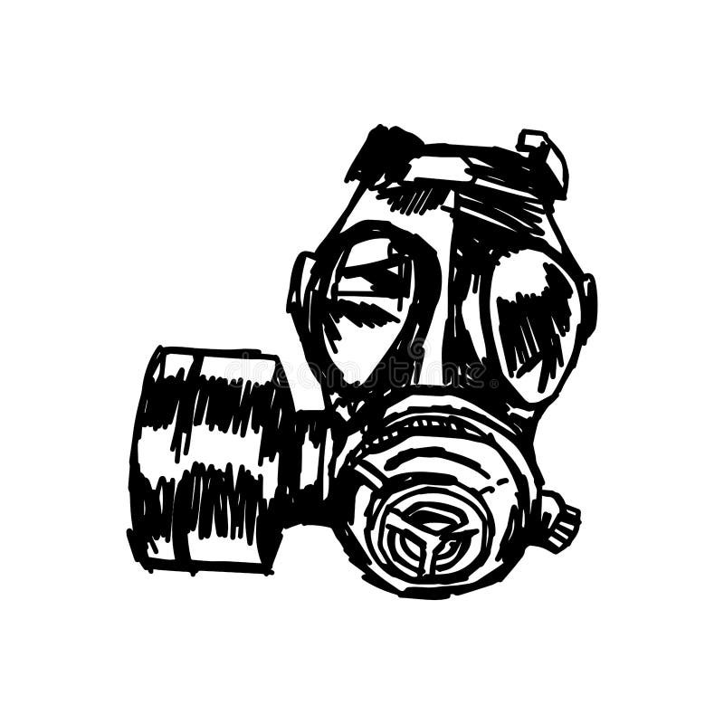 Illustration Vector Doodle Hand Drawn of Sketch Gas Mask. Stock Vector ...