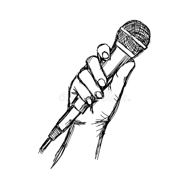 Illustration Vector Doodle Hand Drawn of Sketch Hand with Microphone ...