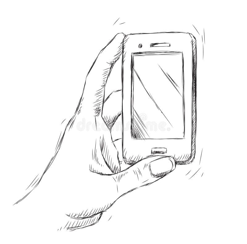 Illustration Vector Doodle Hand Drawn Sketch. Human Holding Smart Phone ...