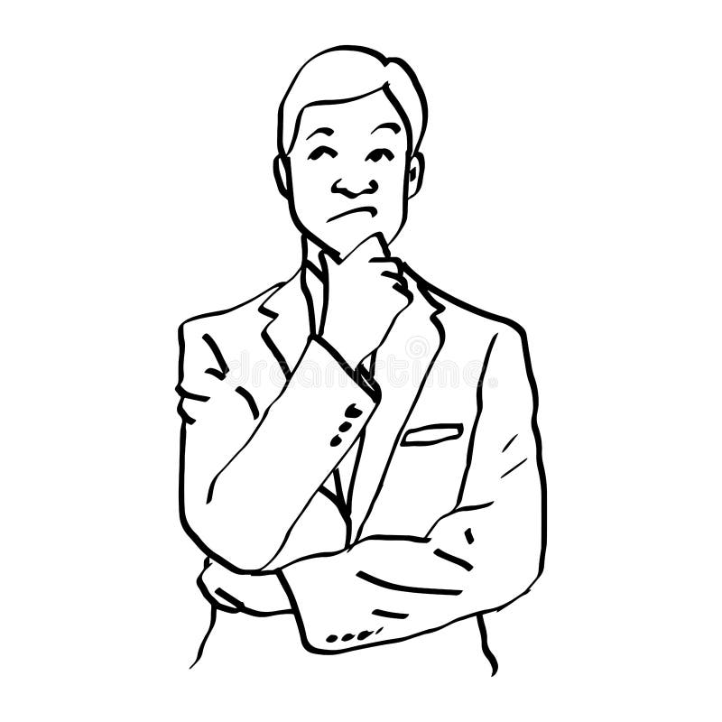 Illustration Vector Doodles Hand Drawn Man Thinking and Resting Stock ...