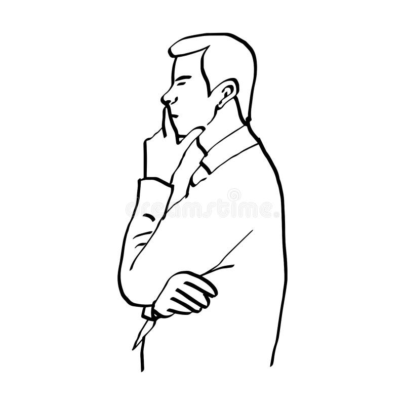 Illustration Vector Doodles Hand Drawn Man Thinking and Resting Stock ...