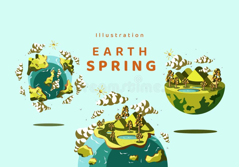 Illustration Vector Earth Spring Landscape Stock Vector - Illustration ...