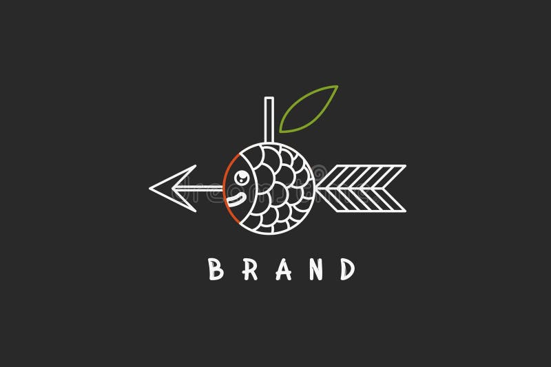 Apple and fish shoot logo stock vector. Illustration of label - 329297432