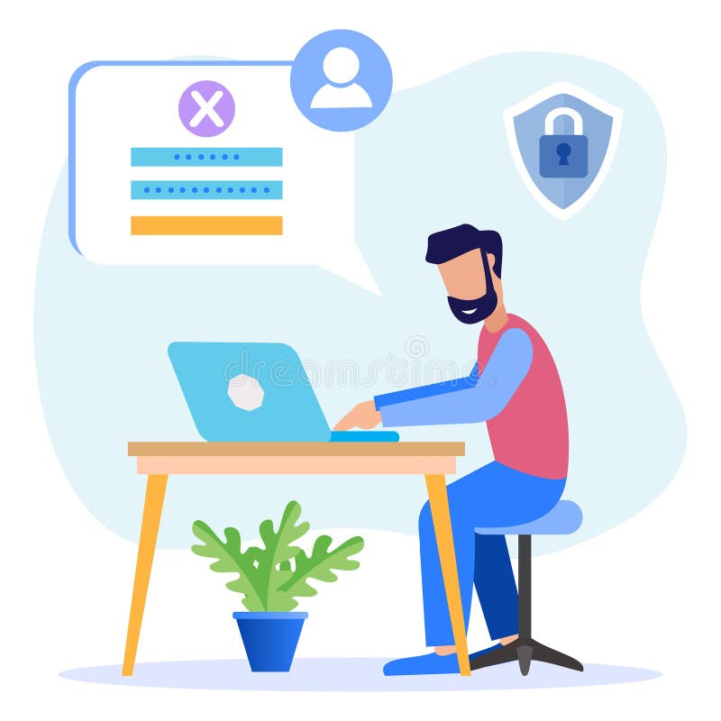 Illustration Vector Graphic Cartoon Character of Login Stock Vector ...
