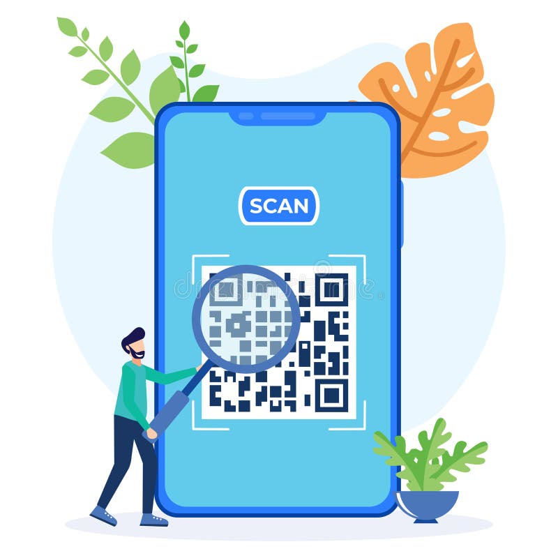 Illustration Vector Graphic Cartoon Character of Qr Code Scanning Stock ...