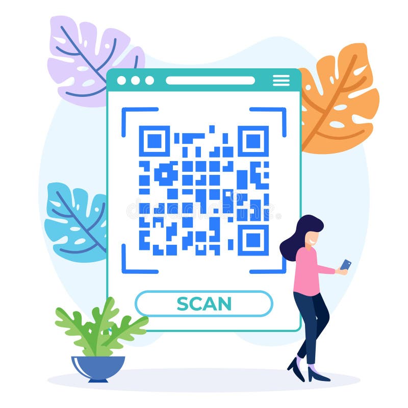 Illustration Vector Graphic Cartoon Character of Qr Code Scanning Stock ...