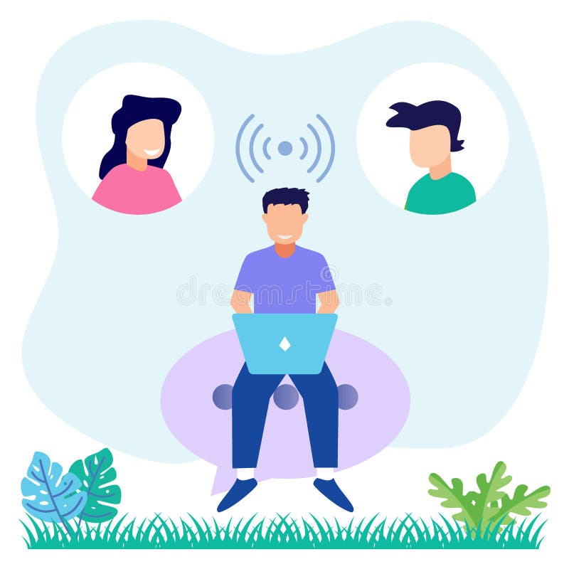 Illustration Vector Graphic Cartoon Character of Virtual Team Distance ...